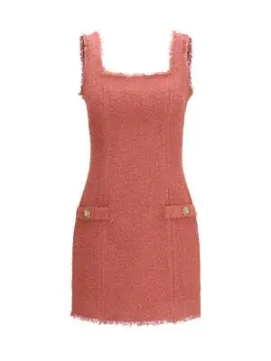 Balmain Short Tweed Dress With Faux Pockets