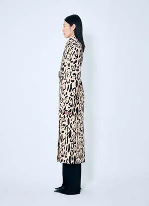 Sportmax Animal Print Cotton Trench Coat - Cream