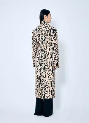 Sportmax Animal Print Cotton Trench Coat - Cream