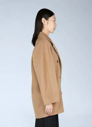 Max Mara Short 101801 Icon Coat In Wool-cashmere Blend - Cream