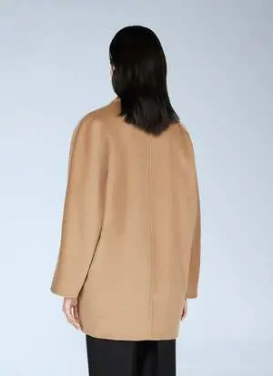 Max Mara Short 101801 Icon Coat In Wool-cashmere Blend - Cream