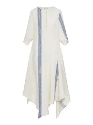 JW Anderson Linen Midi Dress With Logo Inserts - Multicolor