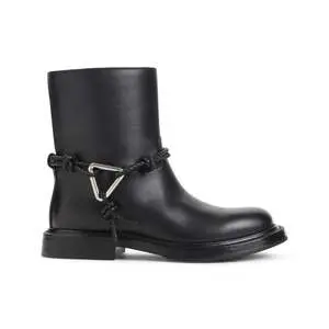 Bottega Veneta Leather James Ankle Boots With Silver Tone Detail - Black