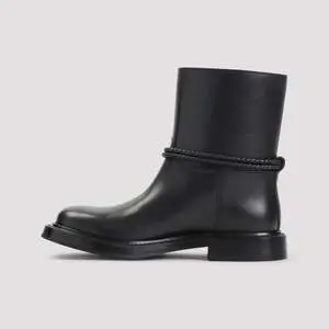 Bottega Veneta Leather James Ankle Boots With Silver Tone Detail - Black