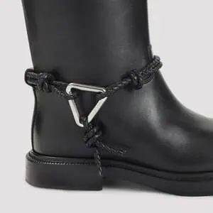 Bottega Veneta Leather James Ankle Boots With Silver Tone Detail - Black
