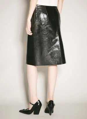 Prada Craquelé Leather Midi Skirt