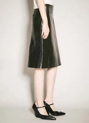 Prada Craquelé Leather Midi Skirt