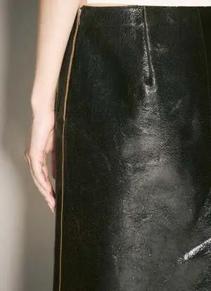 Prada Craquelé Leather Midi Skirt