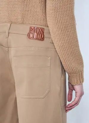Moncler Cotton-blend Twill Shorts With Logo Patch - Brown