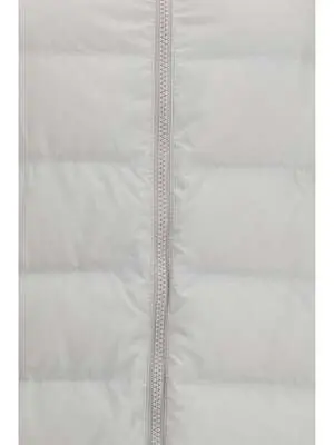 Brunello Cucinelli Padded Zip-up Jacket With Monili Chain Detail - Gray