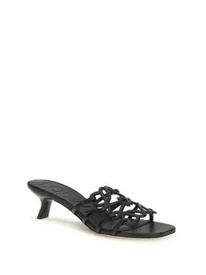Loewe Anagram Petal Leather Slide Sandals - Black