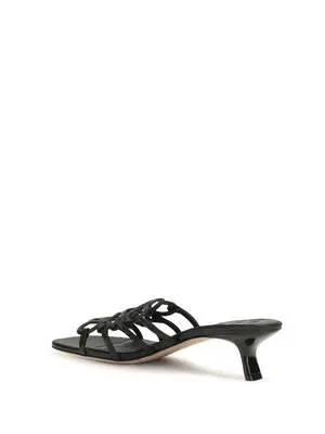 Loewe Anagram Petal Leather Slide Sandals - Black