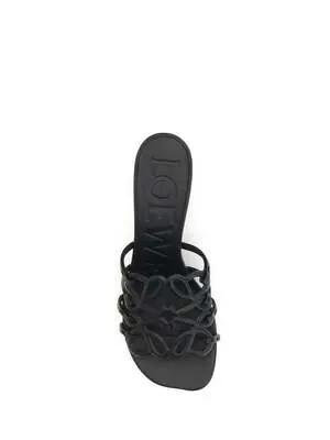 Loewe Anagram Petal Leather Slide Sandals - Black