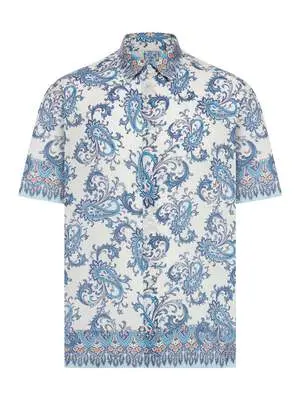Etro Etro Men Oversized Cotton Muslin Shirt With Floral Paisley Pattern Multicolor