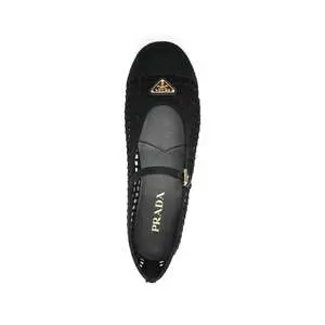 Prada Crochet Ballet Flats - Black
