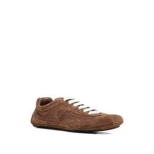 Prada Suede And Nylon Lace-up Sneakers - Brown