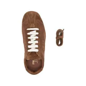 Prada Suede And Nylon Lace-up Sneakers - Brown