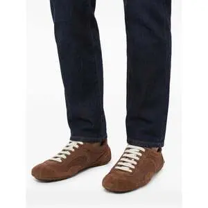 Prada Suede And Nylon Lace-up Sneakers - Brown
