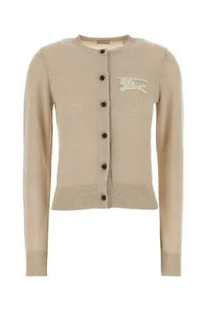Burberry Beige Cotton And Wool Cardigan - Brown