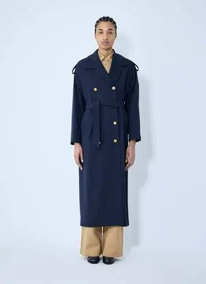 Max Mara MAX MARA Gabardine Wool Coat Blue
