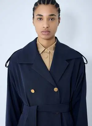Max Mara Gabardine Wool Coat - Blue