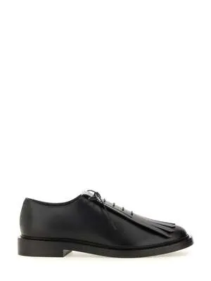 Max Mara Leather Derby Shoes With Fringe Detail - Black