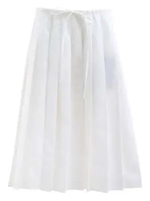 Prada Pleated Midi Skirt With Drawstring Waist - Multicolor