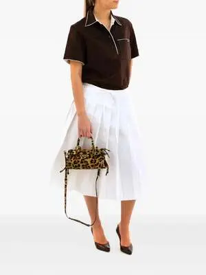 Prada Pleated Midi Skirt With Drawstring Waist - Multicolor