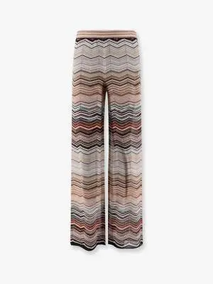 Missoni Viscose Trousers With Laminated Chevron Pattern - Multicolor