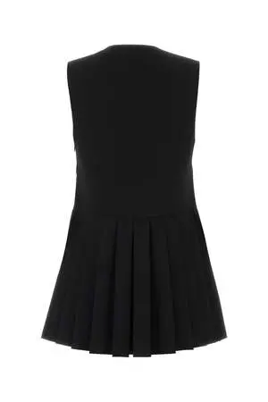 JIL SANDER Pleated Virgin Wool Top - Black