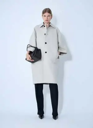 Bottega Veneta Classic Collar Coat In Silk-and-cotton Blend