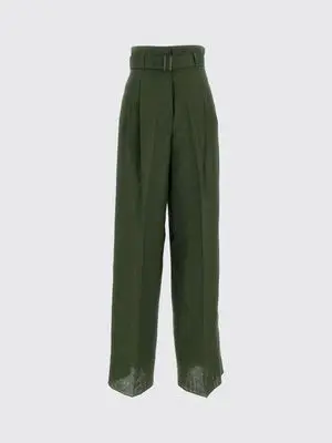 Max Mara Belted Linen Trousers - Brown