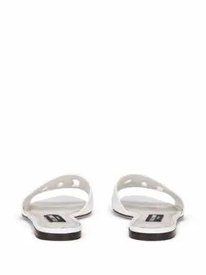 Dolce & Gabbana Dg Logo Leather Flat Slides - Multicolor