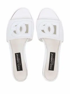 Dolce & Gabbana Dg Logo Leather Flat Slides - Multicolor