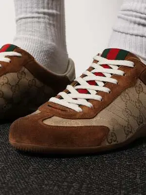 Gucci Suede And Gg Supreme Fabric Low-top Sneakers - Multicolor