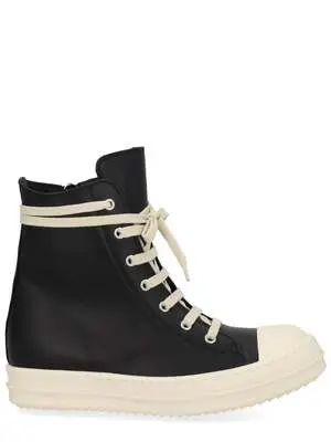 Rick Owens Leather Lace-up High Top Sneakers