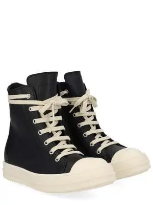 Rick Owens Leather Lace-up High Top Sneakers