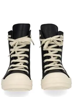 Rick Owens Leather Lace-up High Top Sneakers