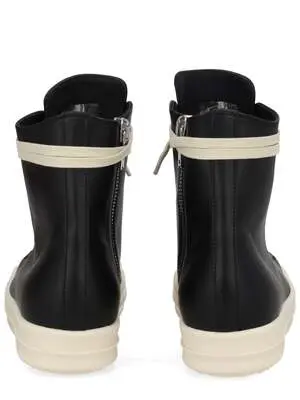 Rick Owens Leather Lace-up High Top Sneakers