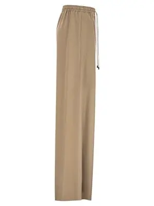 Max Mara Wide-leg Trousers In Washed Silk - Multicolor