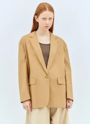 Max Mara Oversized Cotton-blend Canvas Blazer - Cream