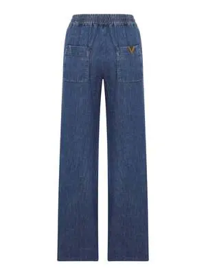 Valentino Garavani Wide Leg Chambray Pants