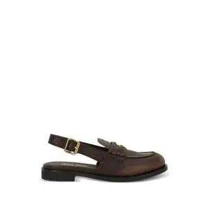 Miu Miu Embossed Logo Detail Loafers - Brown