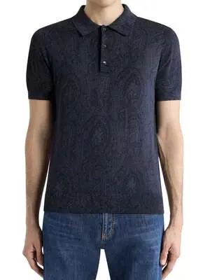 Etro Cotton Blend Polo Shirt With Floral Paisley Pattern - Multicolor