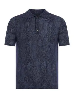 Etro Cotton Blend Polo Shirt With Floral Paisley Pattern - Multicolor