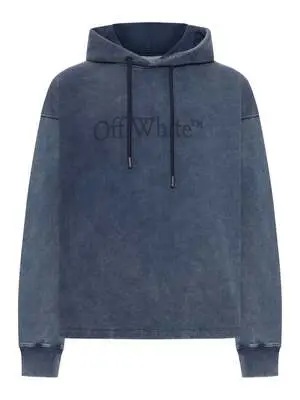 Off-White Laundry" Faded Effect Cotton Hoodie - Blue
