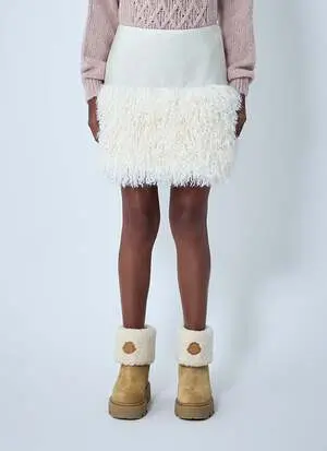 Moncler Eco Nylon Mini Skirt With Fluffy Hem - White