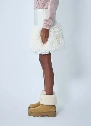 Moncler Eco Nylon Mini Skirt With Fluffy Hem - White