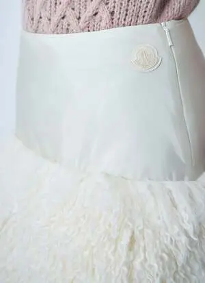 Moncler Eco Nylon Mini Skirt With Fluffy Hem - White