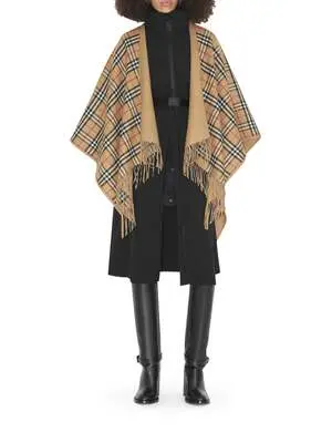 Burberry Reversible Check Wool Cape - Multicolor